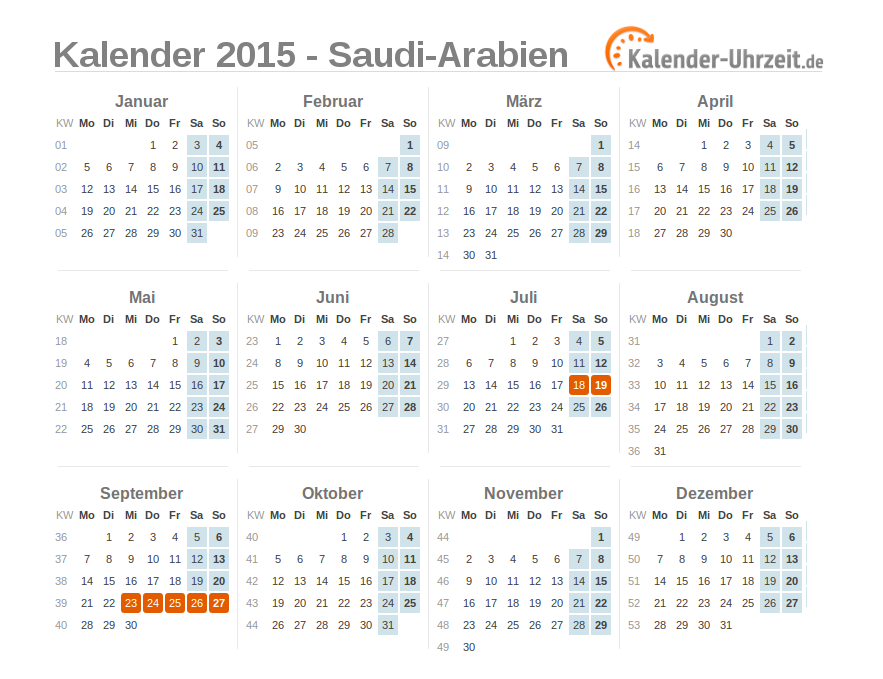 Feiertage 2015 Saudi-Arabien - Kalender & Übersicht Feiertage 2015 Saudi-Arabien - Kalender & Übersicht