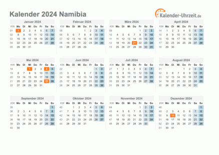 Feiertage 2024 Namibia - Kalender & Übersicht