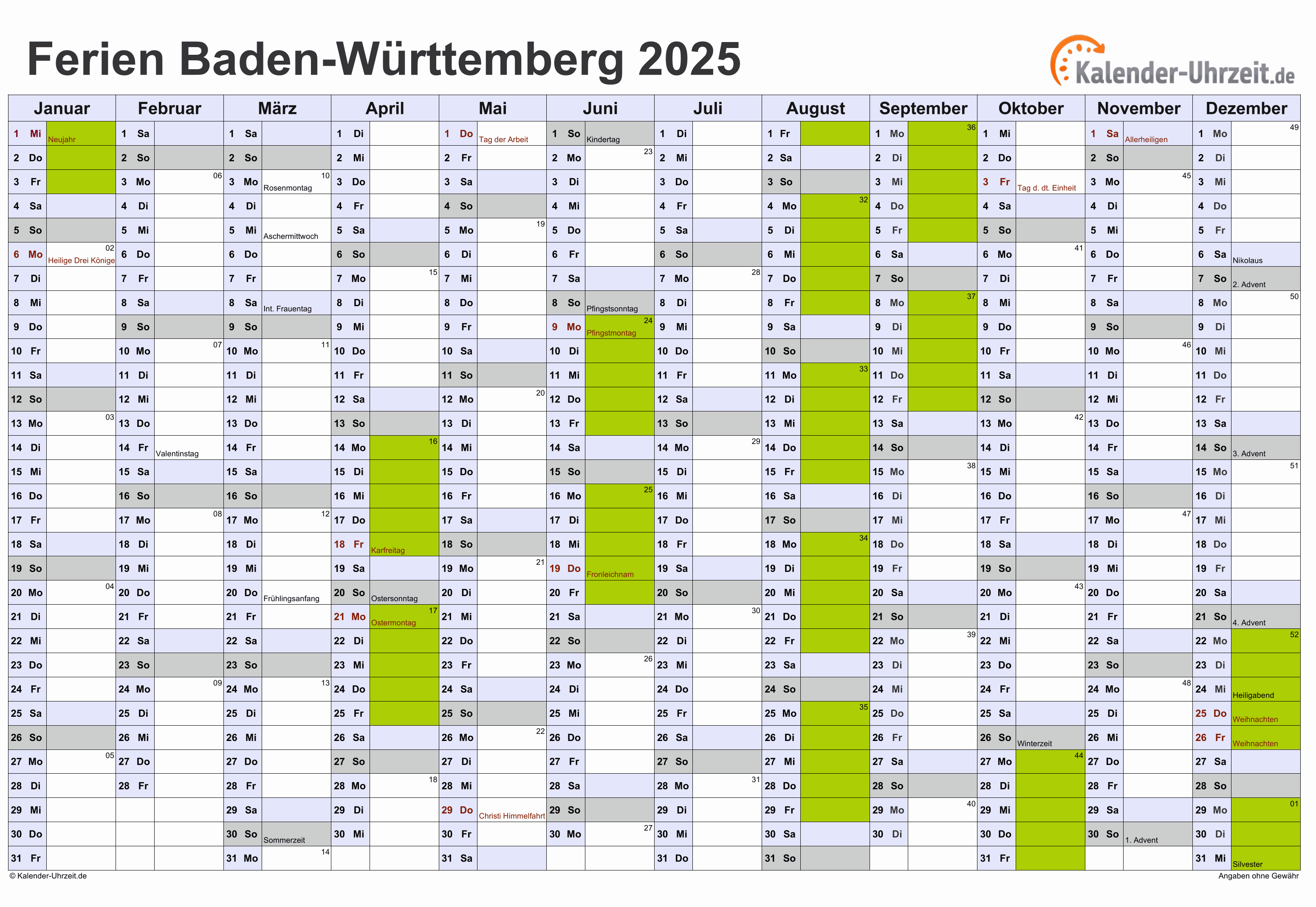 September 2025 Ferien 2026 Baden