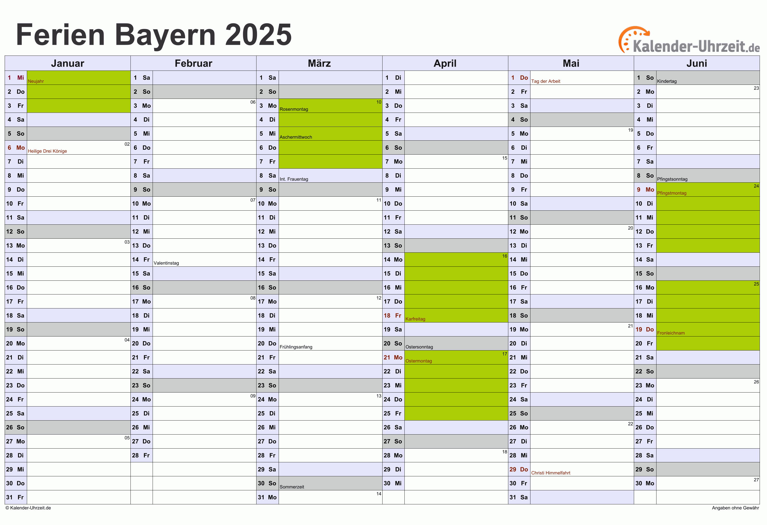 September 2025 Ferien 2026 Baden
